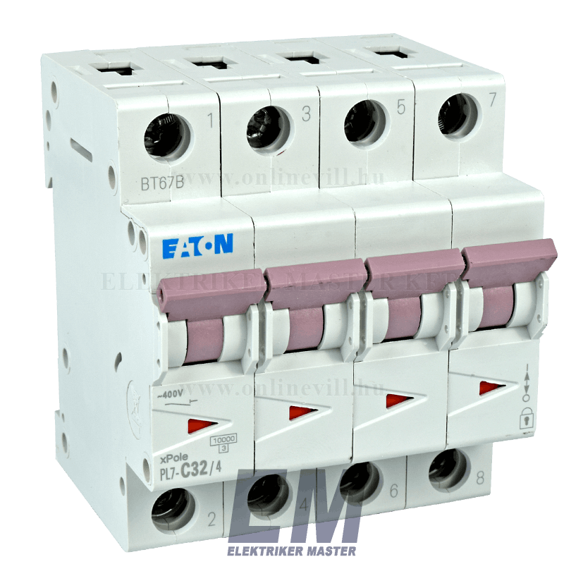 EATON kismegszakító 4P C 32A 10kA PL7-C32/4 165183