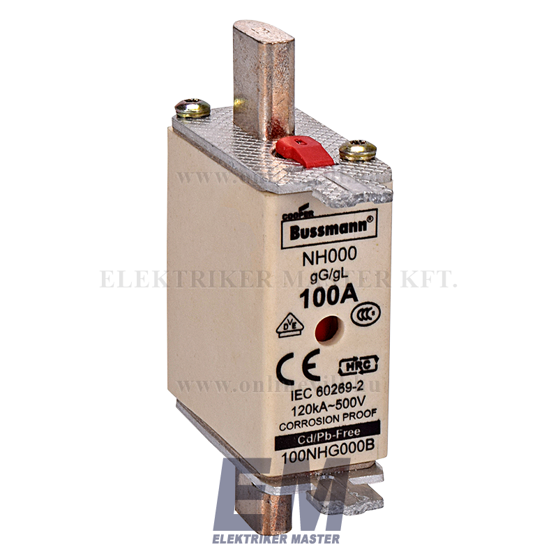 NKI késes biztosíték NH000 100A olvadó porcelán kerámia betét Bussmann ...