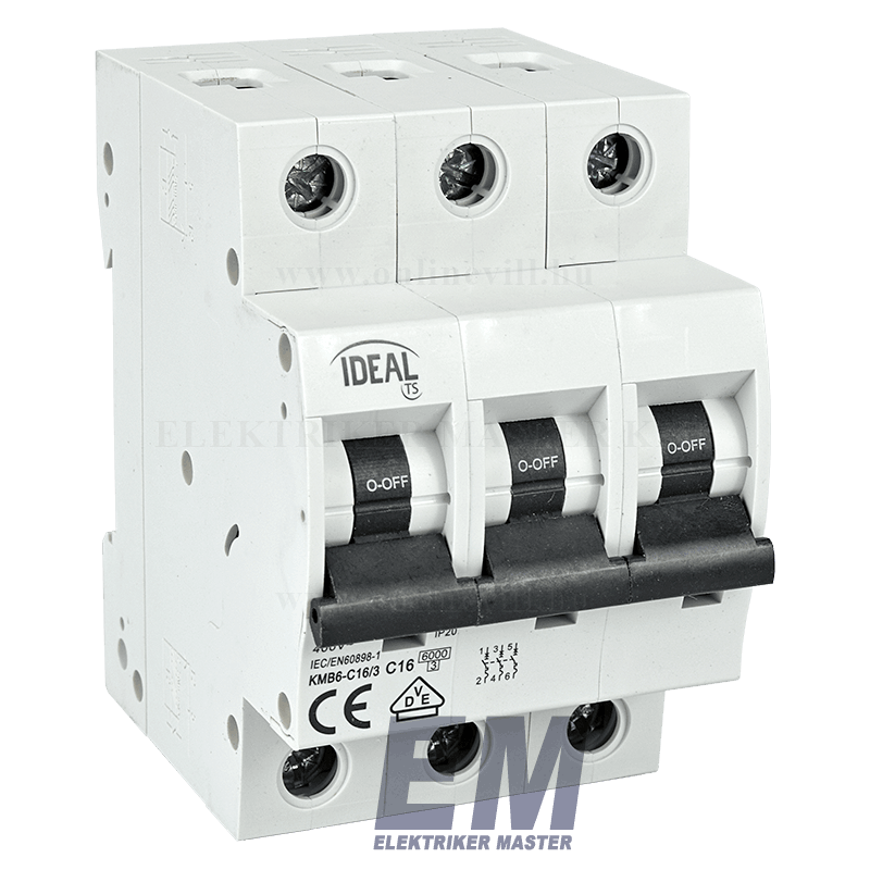 Kanlux kismegszakító 3P C 16A 6kA KMB6-C16/3