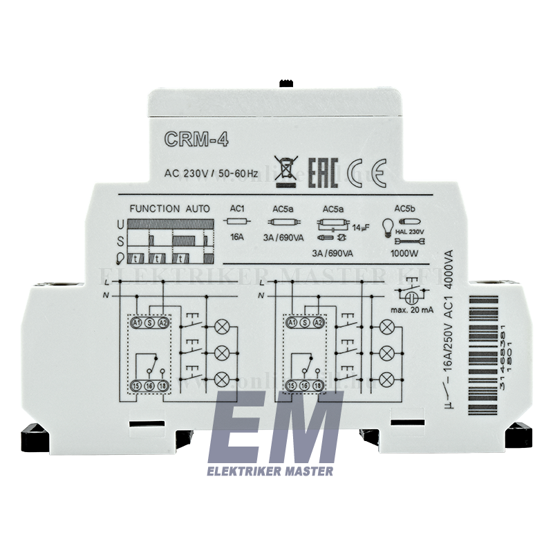 Lépcsőházi automata moduláris időkapcsoló Elko CRM 4