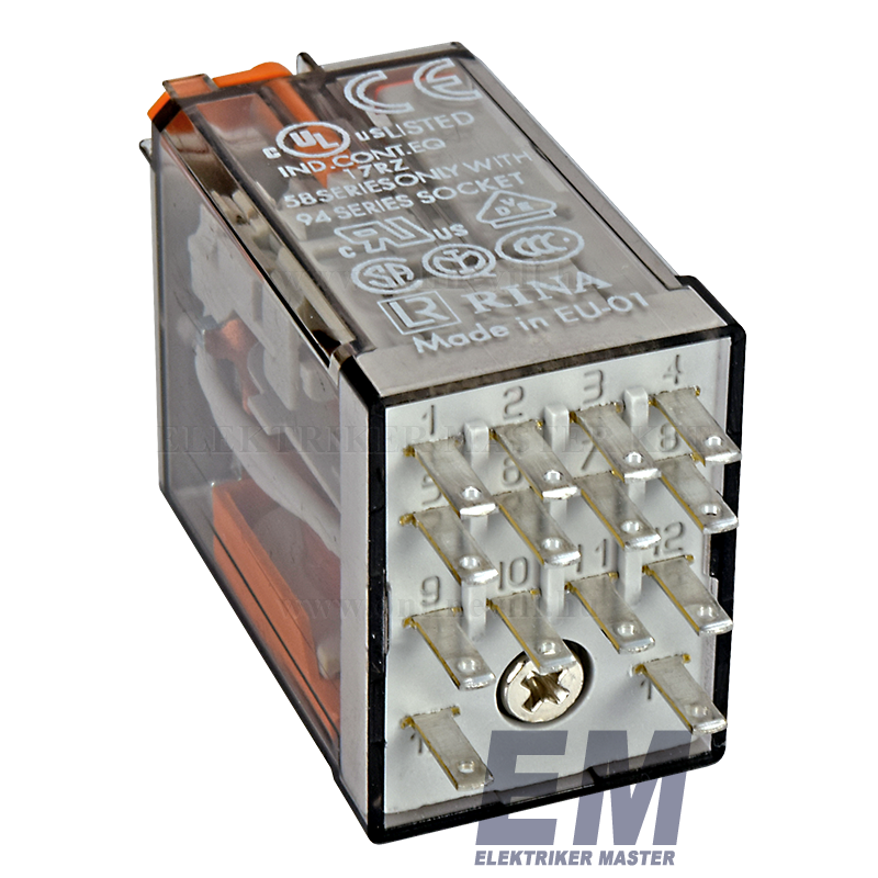 Finder Miniatűr dugaszolható ipari relé 4 váltó érintkezős 24V AC 7A 55.34.8.024.0040