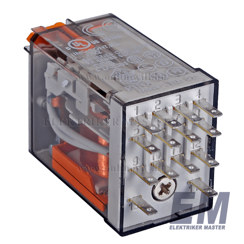 Finder Miniatűr dugaszolható ipari relé 4 váltóérintkezős 230V AC 7A 55.34.8.230.0040