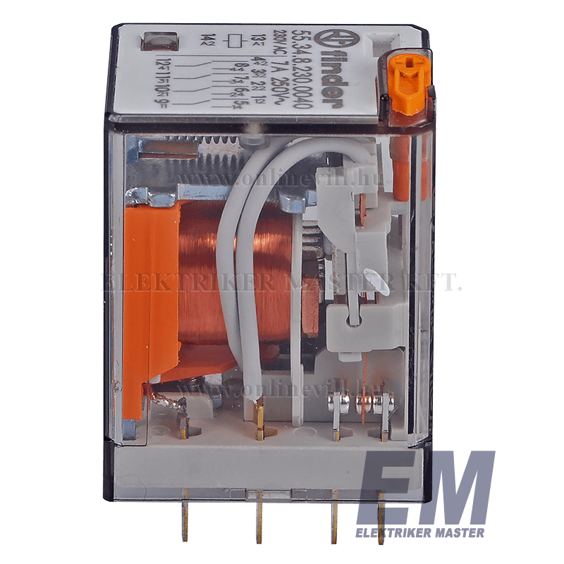 Finder Miniatűr dugaszolható ipari relé 4 váltóérintkezős 230V AC 7A 55.34.8.230.0040
