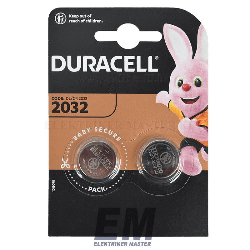 Duracell gombelem lítium CR2032 3V elem (2 db/bliszter)