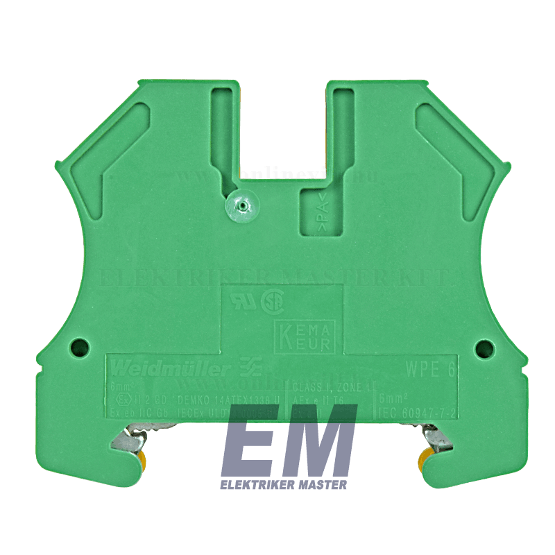 Sorkapocs 6 zöld/sárga sínre szerelhető Weidmüller WPE 6 (1010200000)