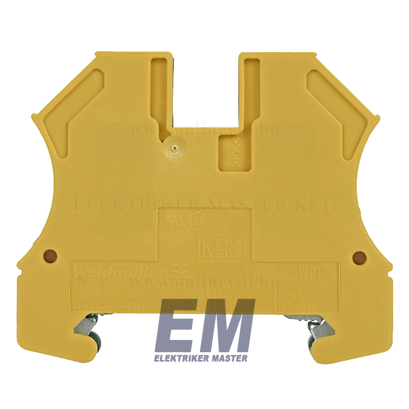 Sorkapocs 6 zöld/sárga sínre szerelhető Weidmüller WPE 6 (1010200000)