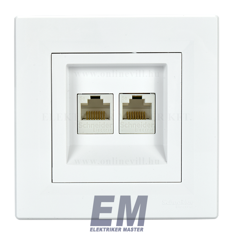 Schneider ASFORA 2xRJ45 Cat5e UTP dupla internet aljzat kerettel fehér ...