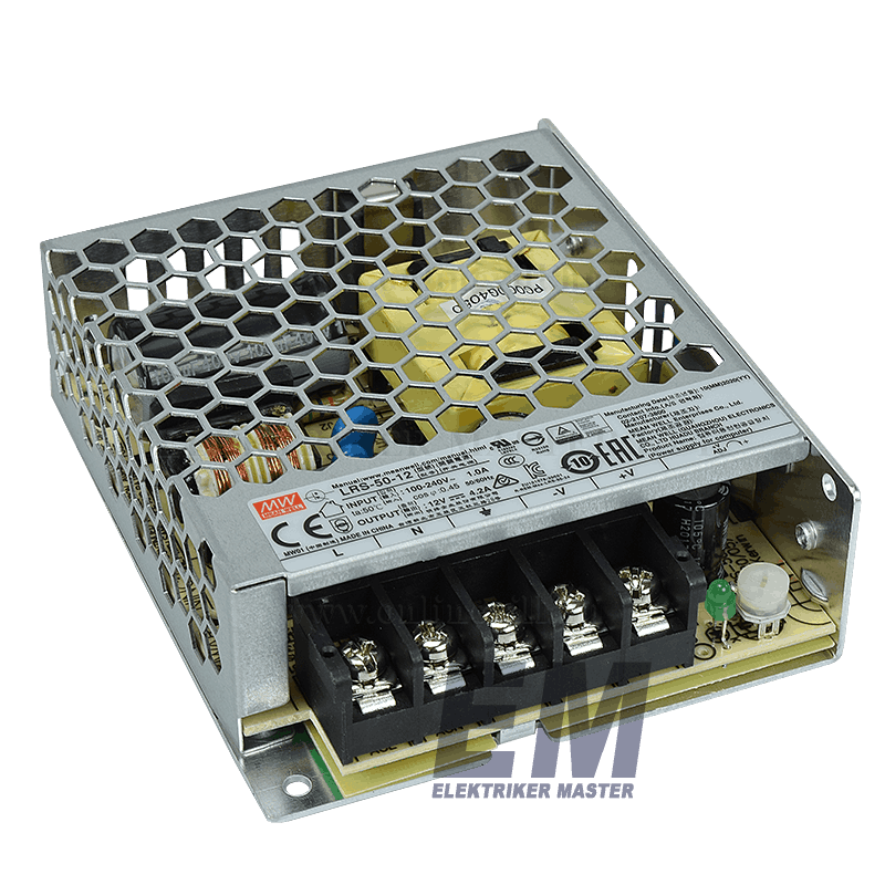 Mean Well Led Szalag Tápegység 50W 12V DC 4,2A LRS-50-12